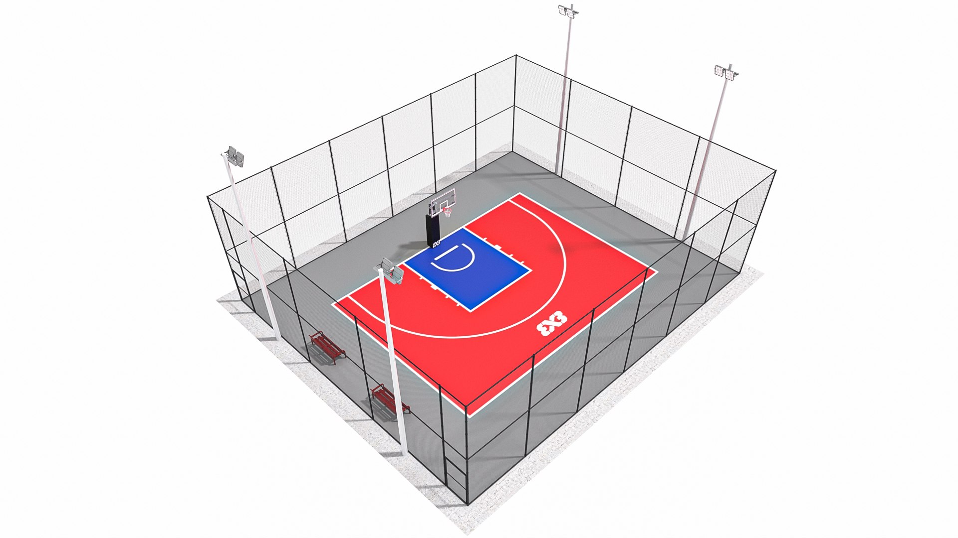 Basketball 3x3 Court Collection 01 3D Model - TurboSquid 2308138