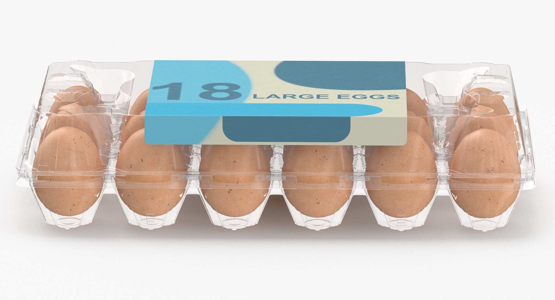 3D Plastic Carton Of Eggs 18 White Brown Blank And Generic Label ...