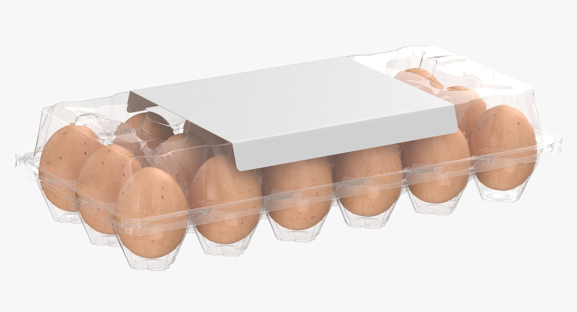 3D Plastic Carton of Eggs 18 White Brown Blank and Generic Label ...