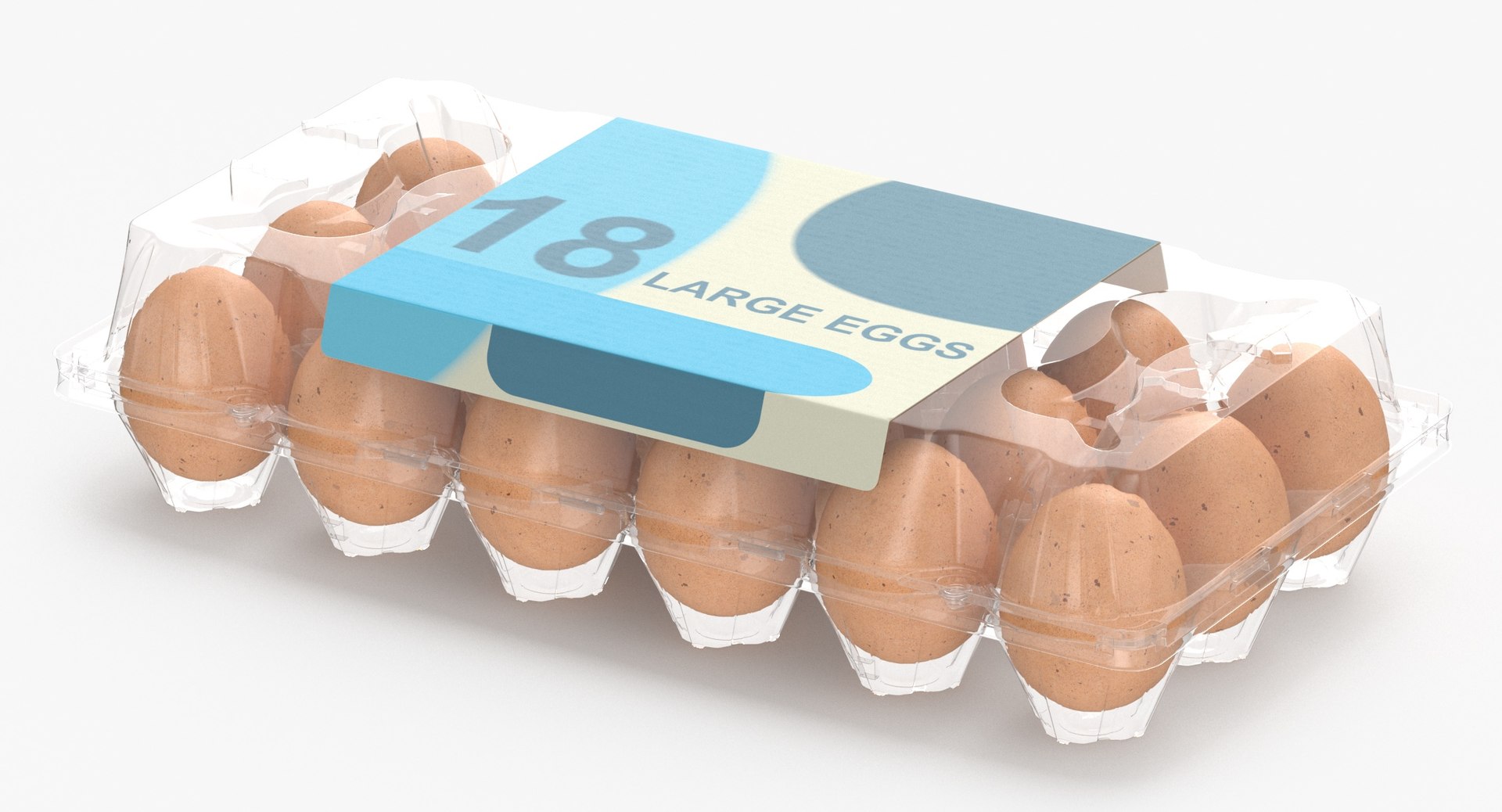 3D Plastic Carton Of Eggs 18 White Brown Blank And Generic Label ...