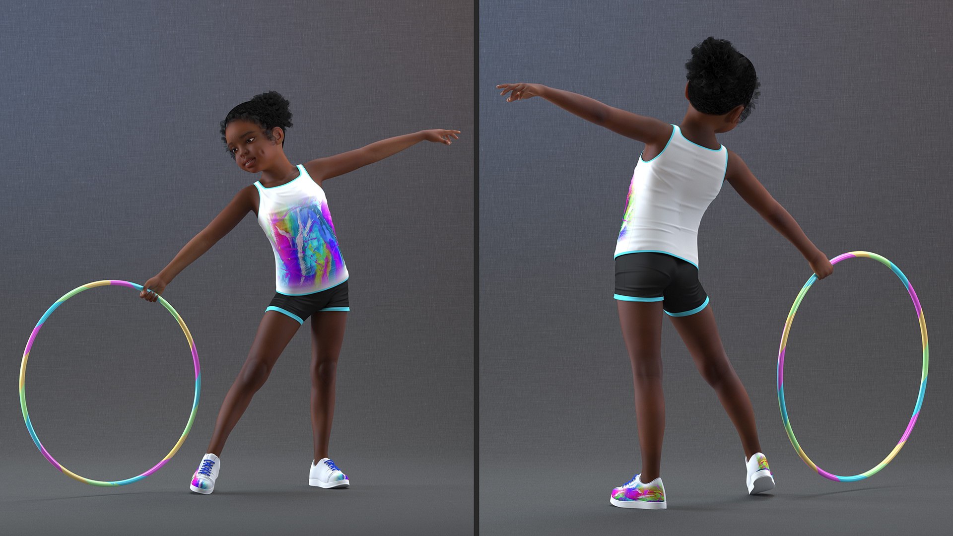 Sporty Style with Hoop Black Girl Baby 3D model - TurboSquid 2091983