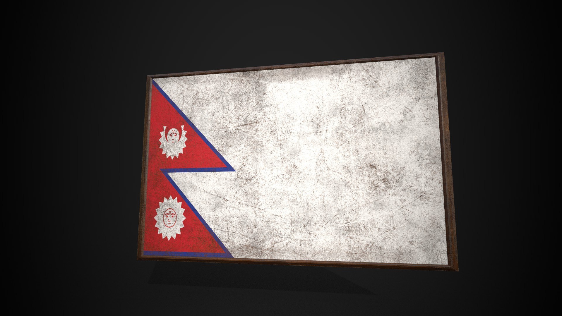3D Old Picture Frame With Nepal Flag - Game Ready PBR Low-poly 3D Model ...