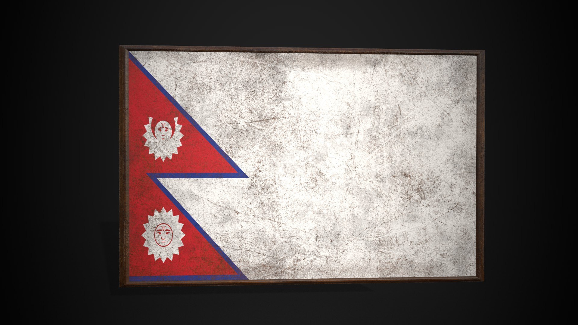 3D Old Picture Frame With Nepal Flag - Game Ready PBR Low-poly 3D Model ...