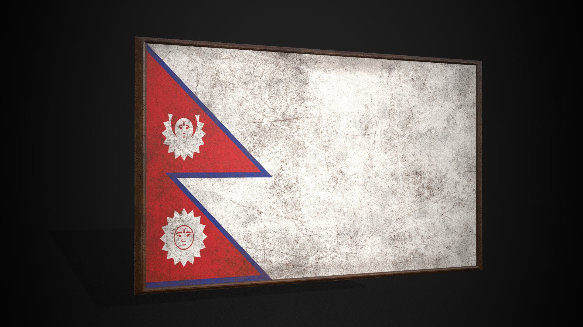 3D Old Picture Frame With Nepal Flag - Game Ready PBR Low-poly 3D Model ...