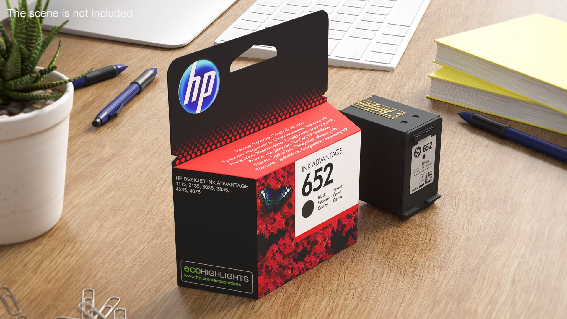 3D Box with HP 652 Ink Cartridge Black - TurboSquid 2160953
