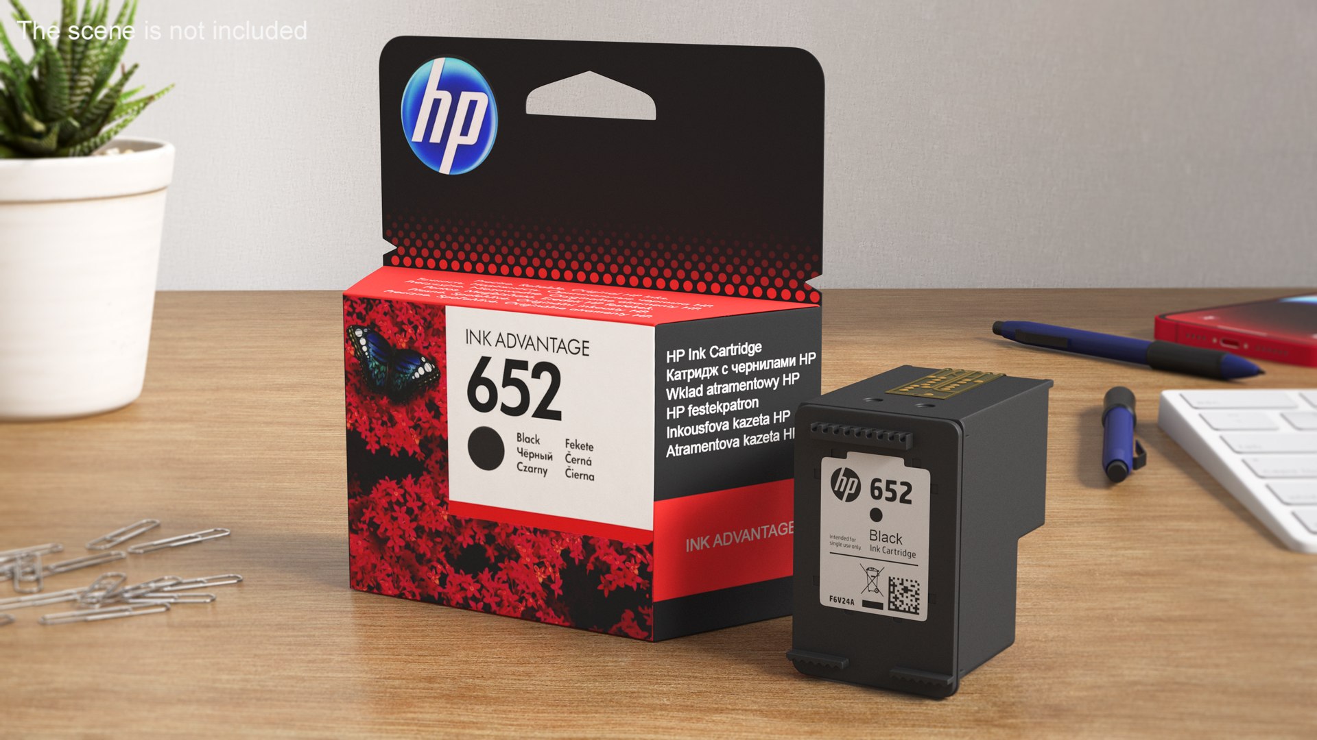 3D Box with HP 652 Ink Cartridge Black - TurboSquid 2160953