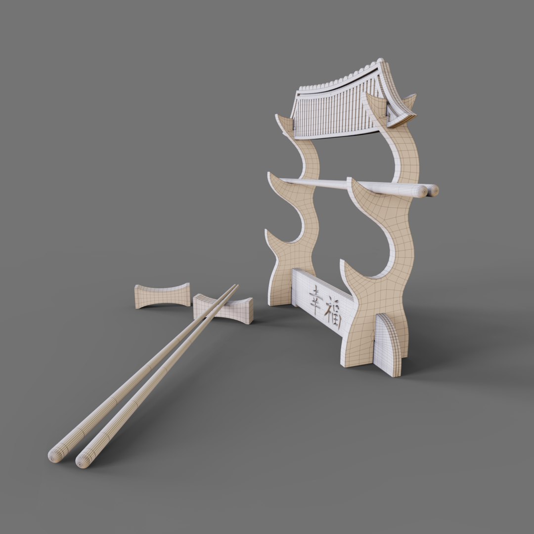 Table Stand Chopstick Japan Style Wood DIY Model - TurboSquid 2152841