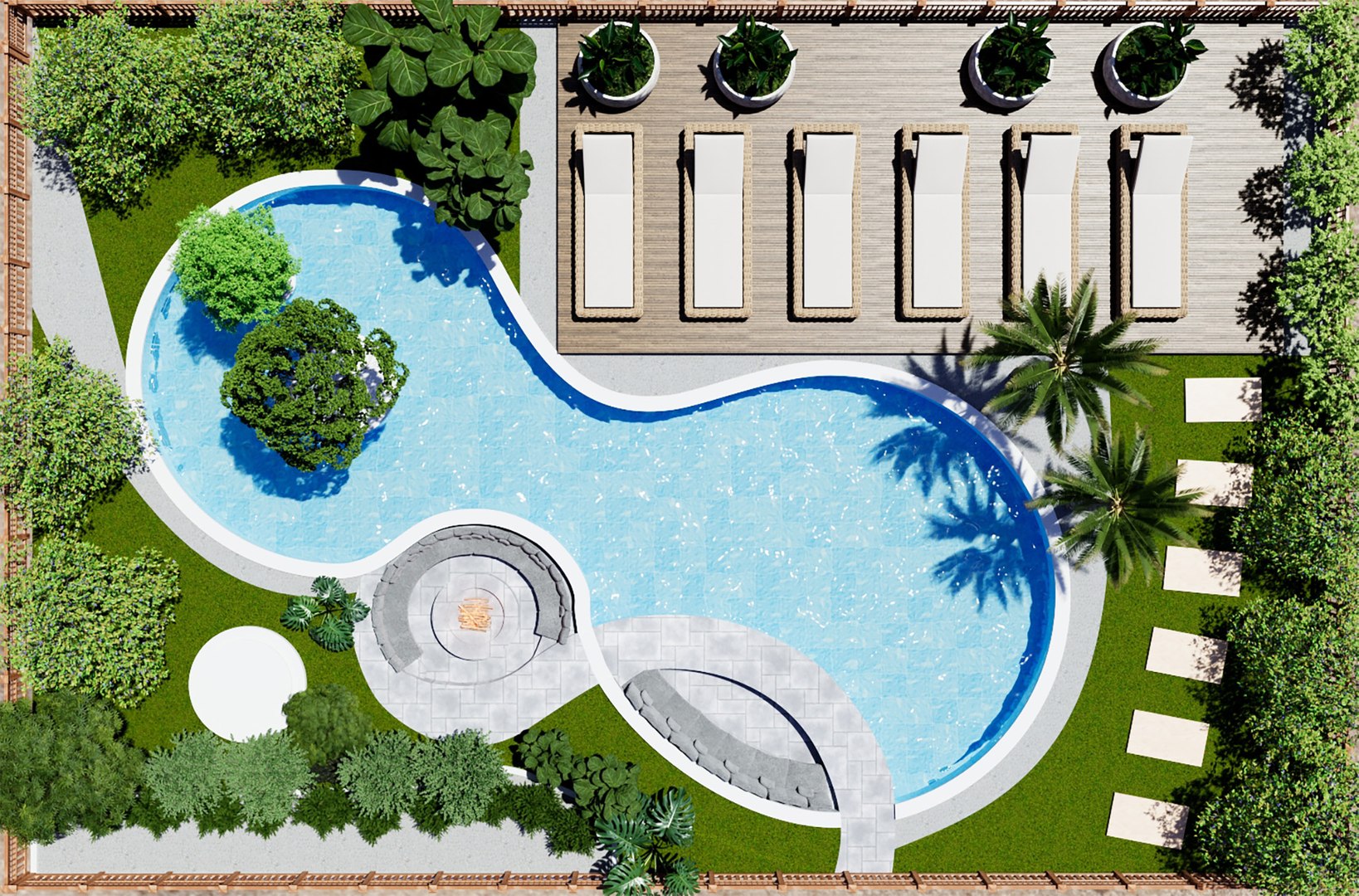 3D Luxurious 3D Garden Model With Pool Model - TurboSquid 2179461