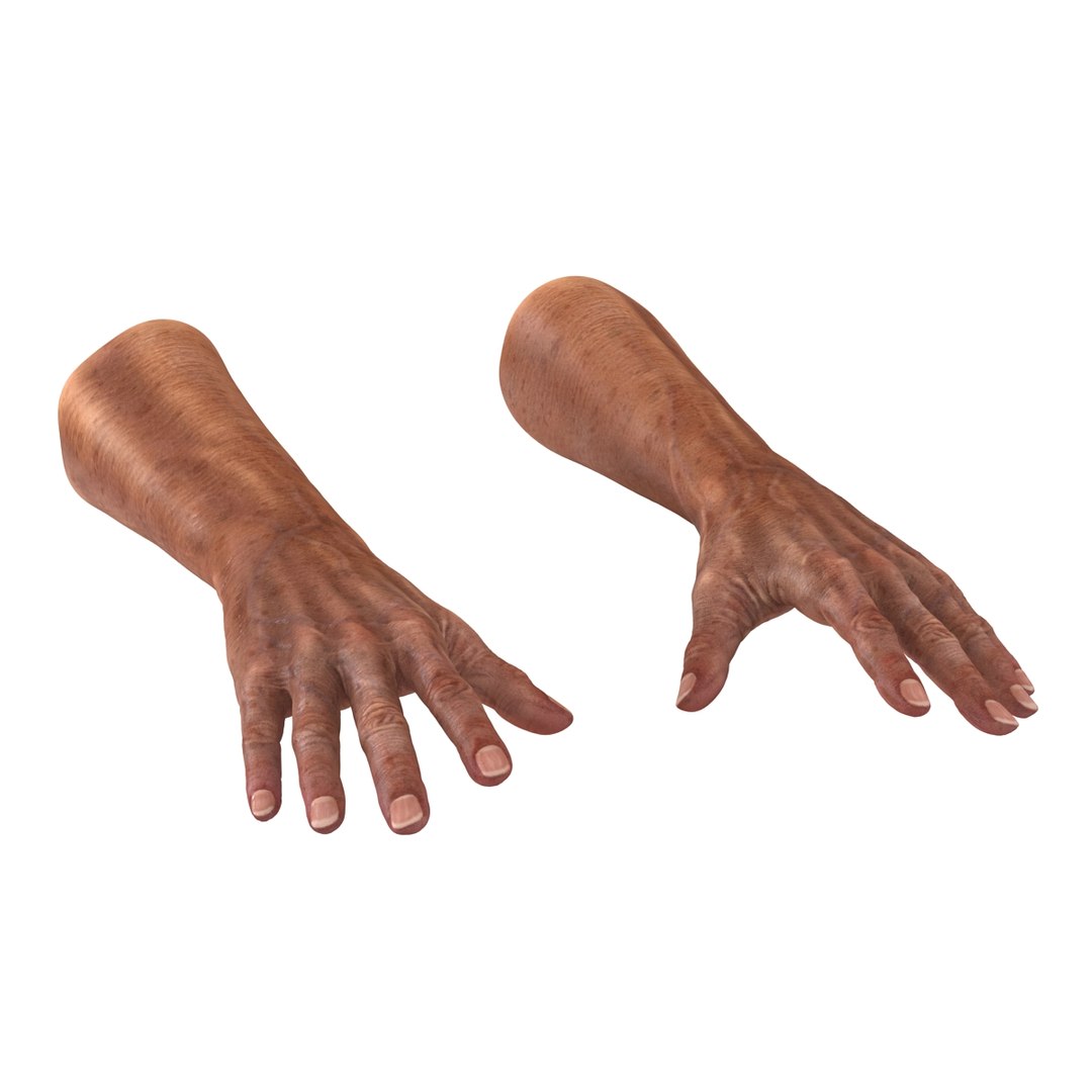3d old man hands rigged model
