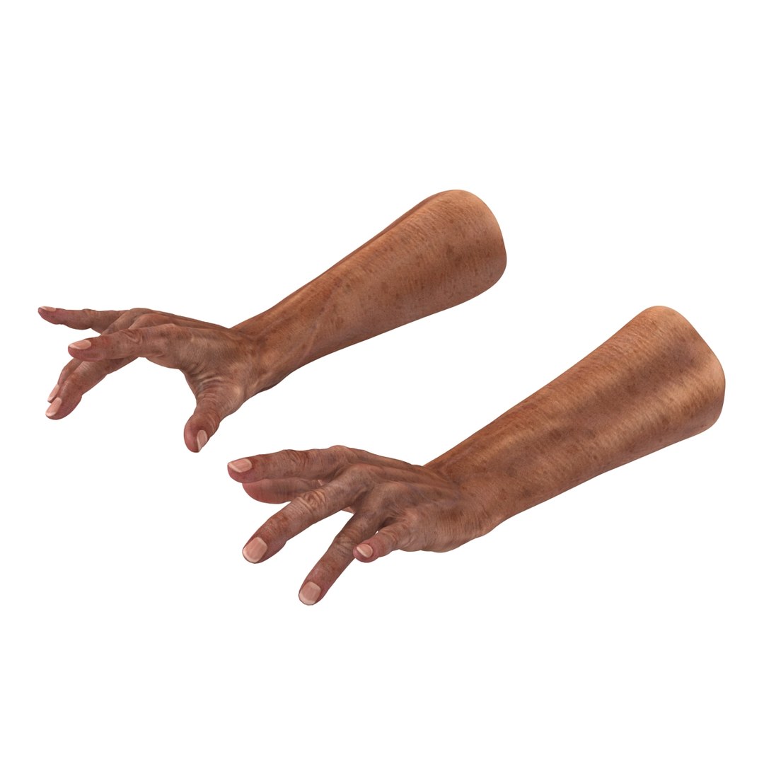 3d old man hands rigged model