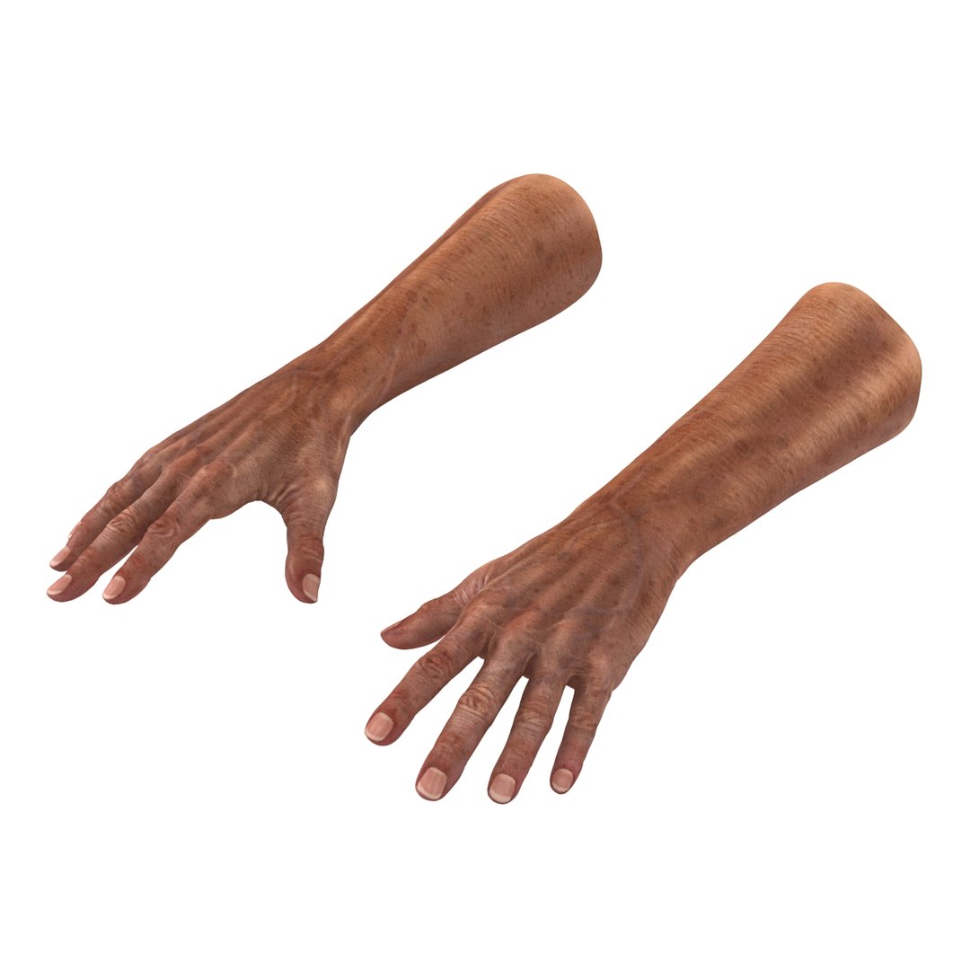 3d old man hands rigged model
