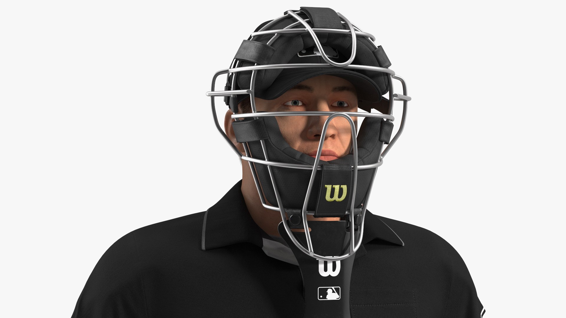 3D Model Baseball Umpire With Protective Mask And Cap Base Pose Fur ...