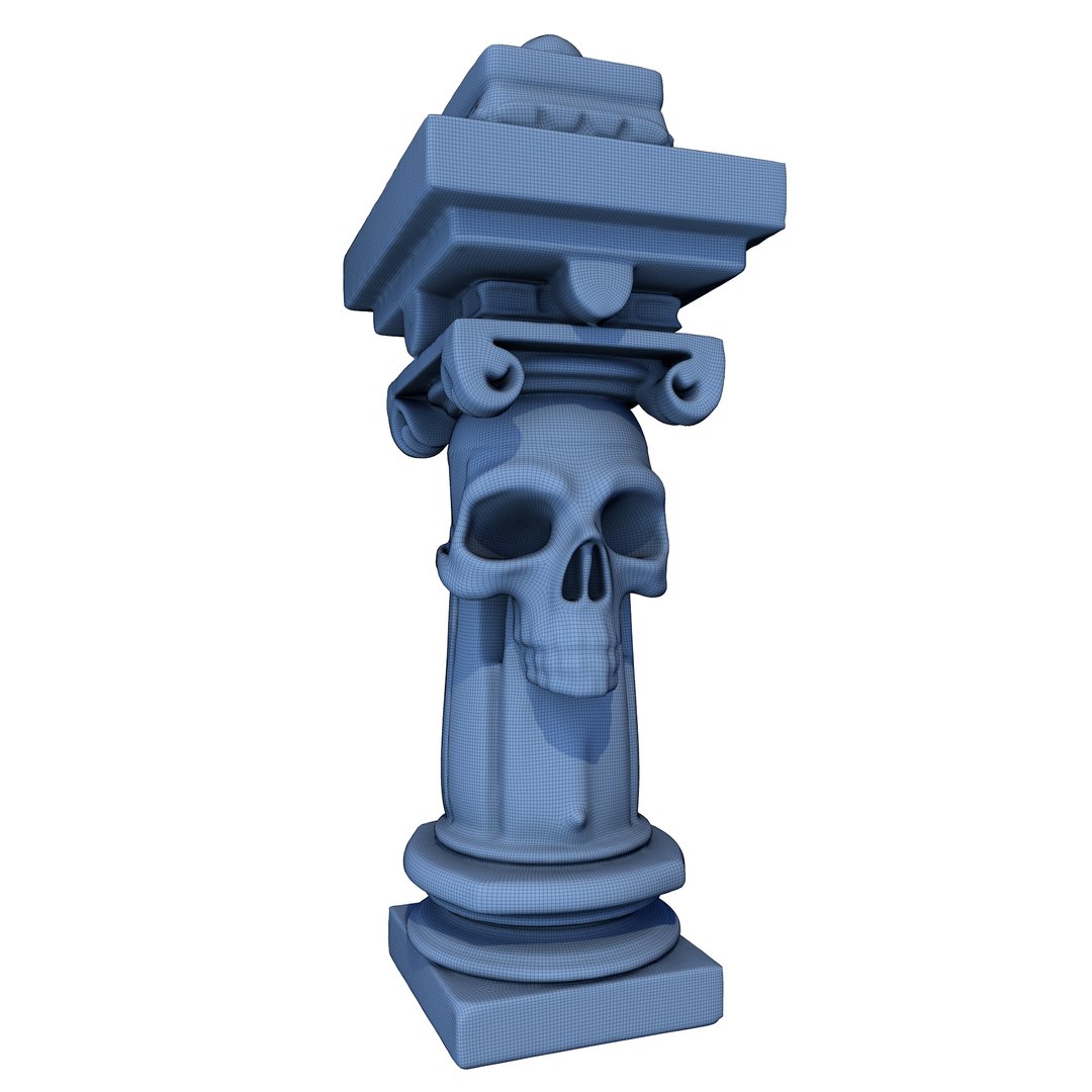 3D Model Temple Stone Skull Pillar 1 - TurboSquid 2417054