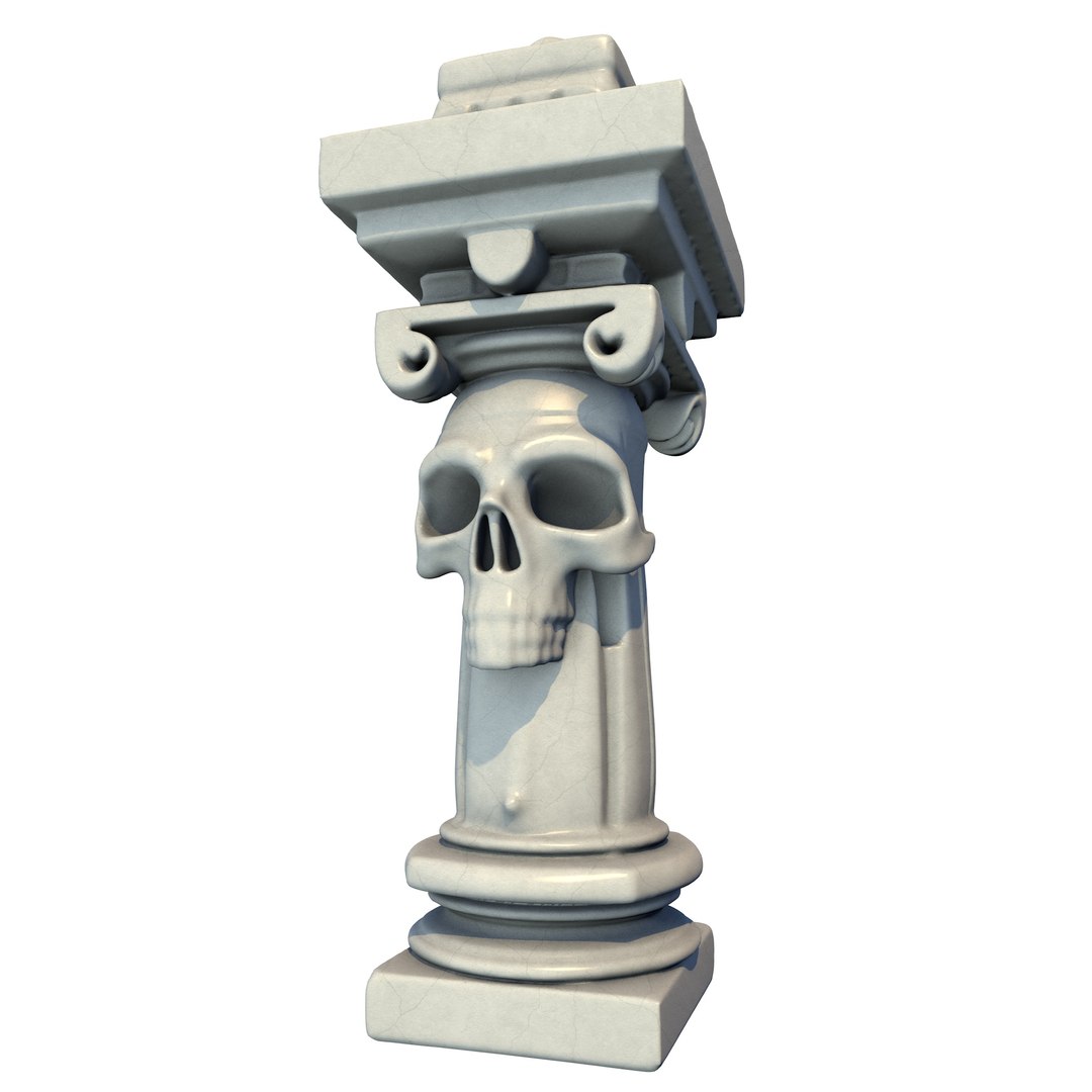 3D Model Temple Stone Skull Pillar 1 - TurboSquid 2417054