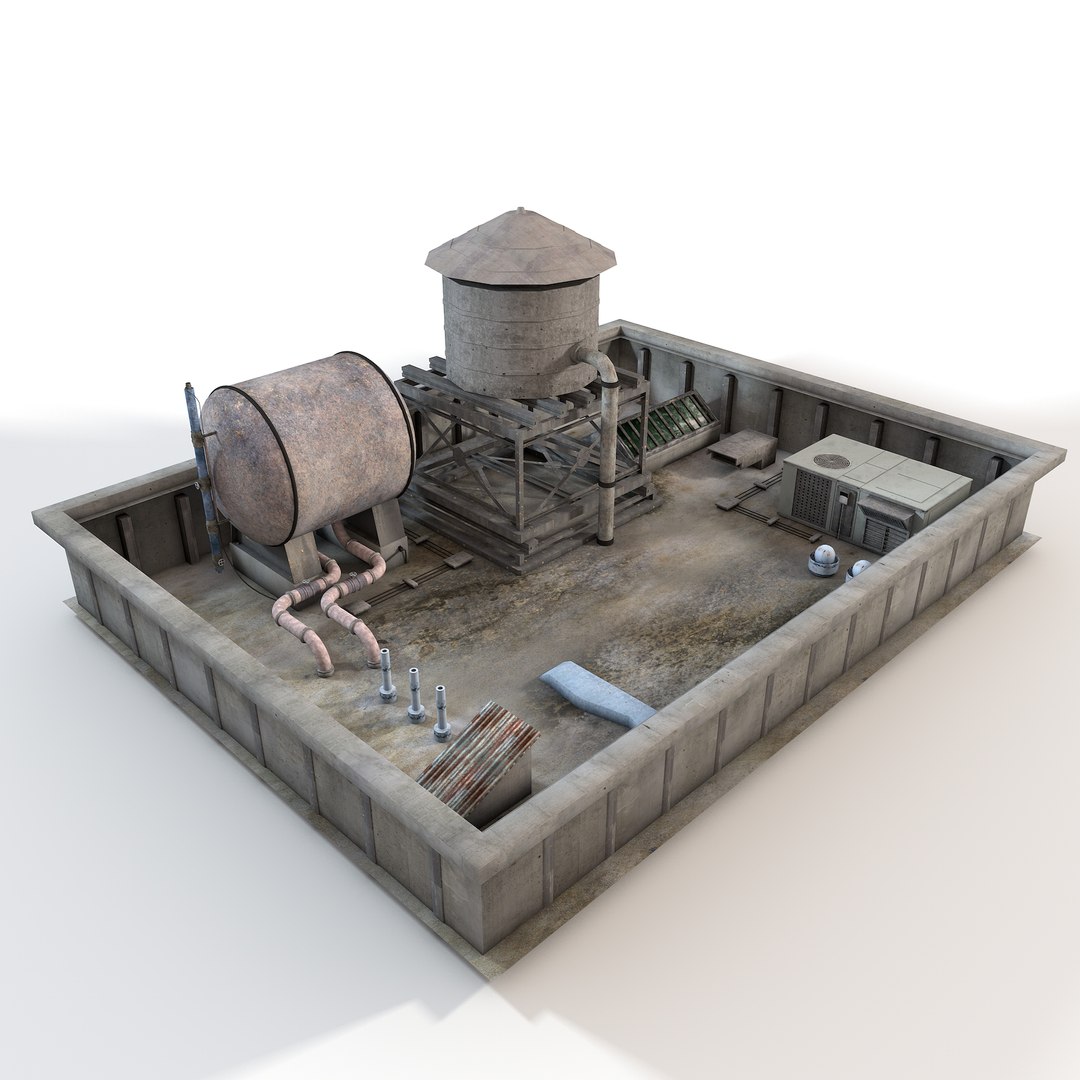 industrial rooftop environment roof 3d model
