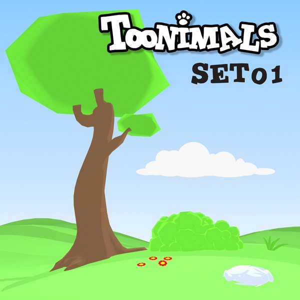 3d cartoon background set toonimals model