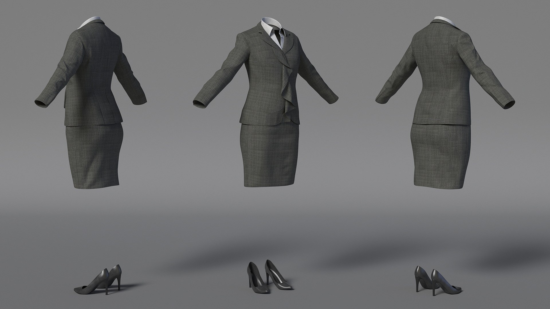 Womens Business Suit With High Heels 3D - TurboSquid 2228897