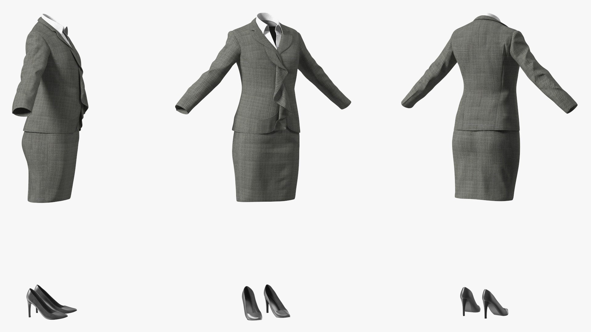 Womens Business Suit With High Heels 3D - TurboSquid 2228897