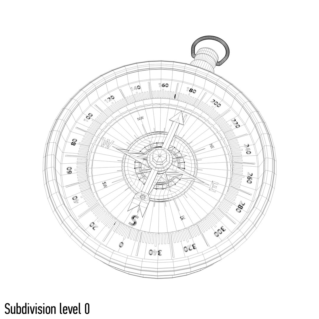3d model silver compass