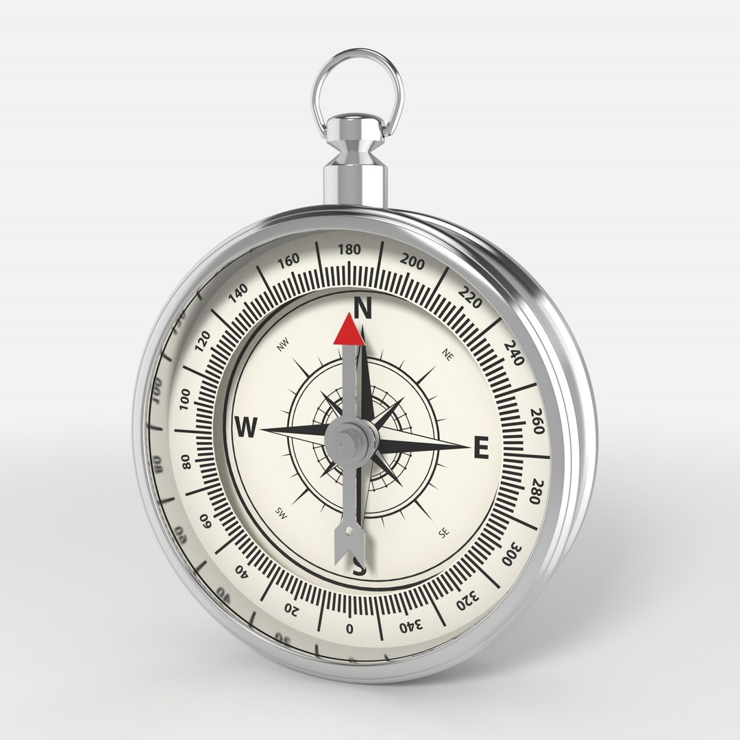 3d model silver compass