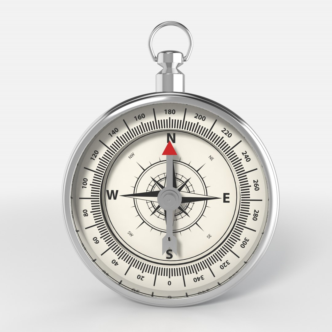 3d model silver compass