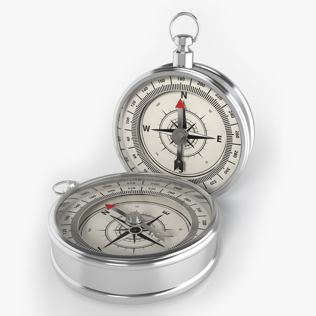 3d model silver compass