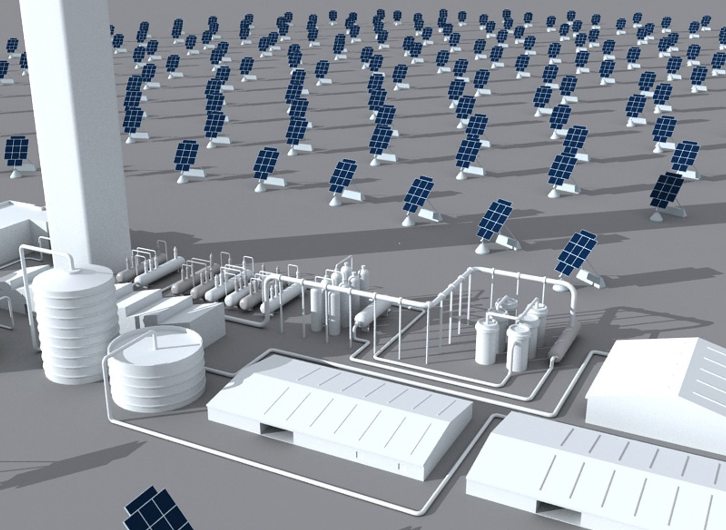 3d Solar Power Station Model