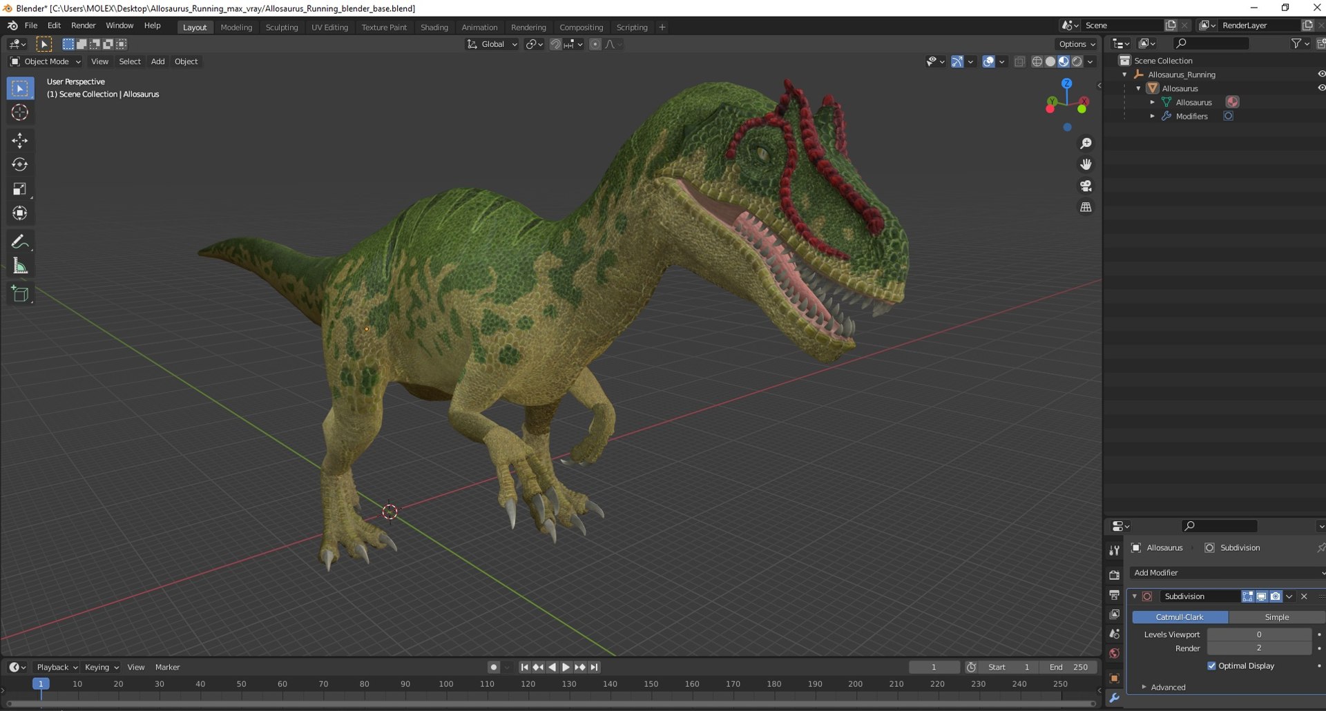 Allosaurus Running 3D model - TurboSquid 2161045