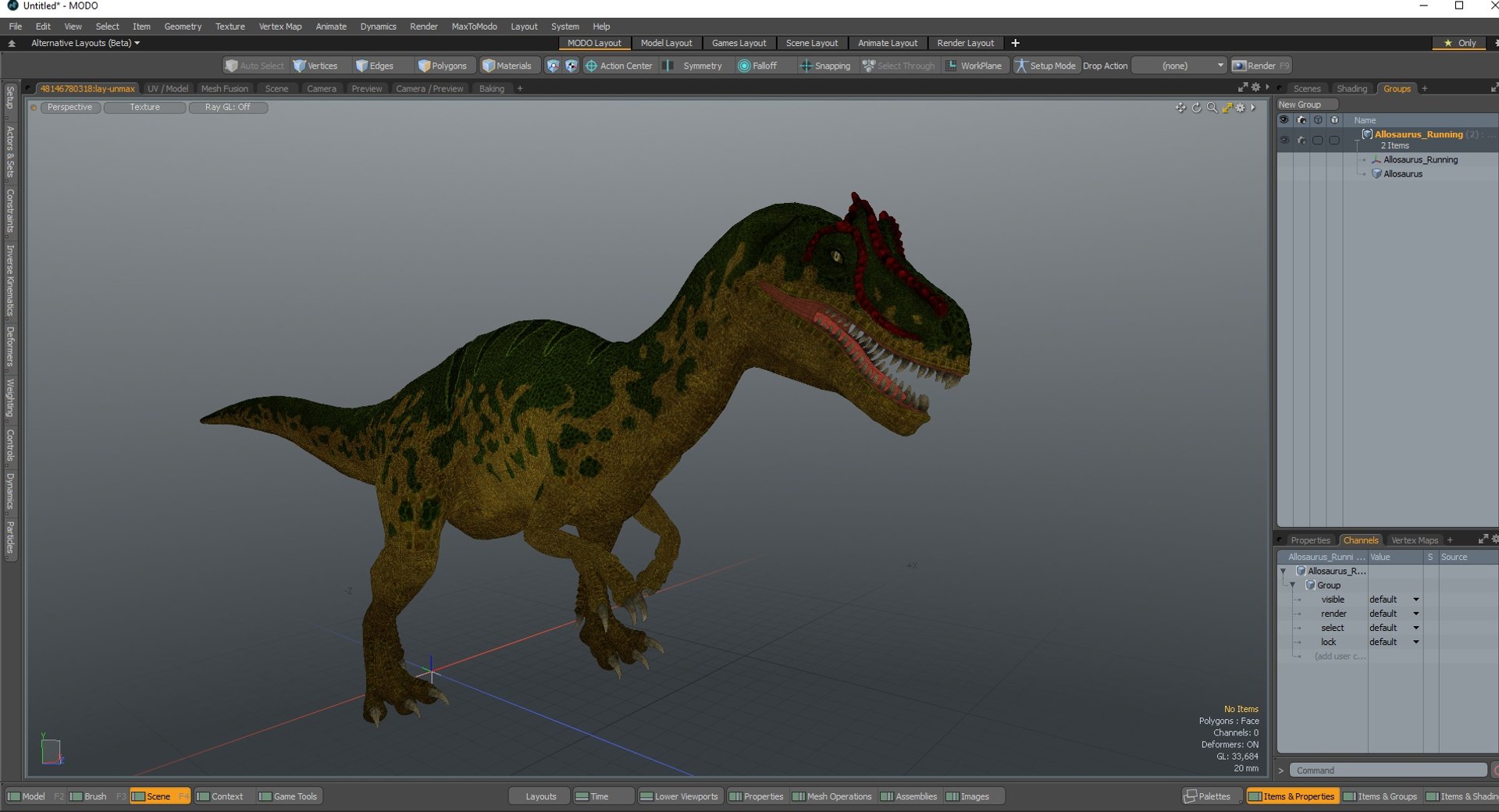 Allosaurus Running 3D model - TurboSquid 2161045