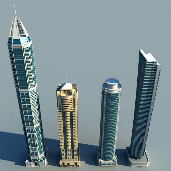 3d dubai marina towers 01 model