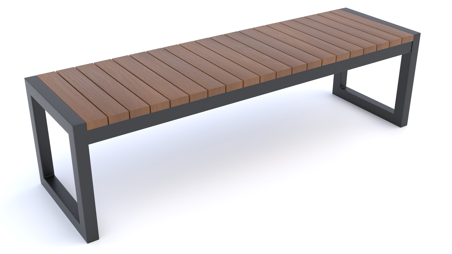 3D Wooden Bench With Metal Legs Model - TurboSquid 2288981