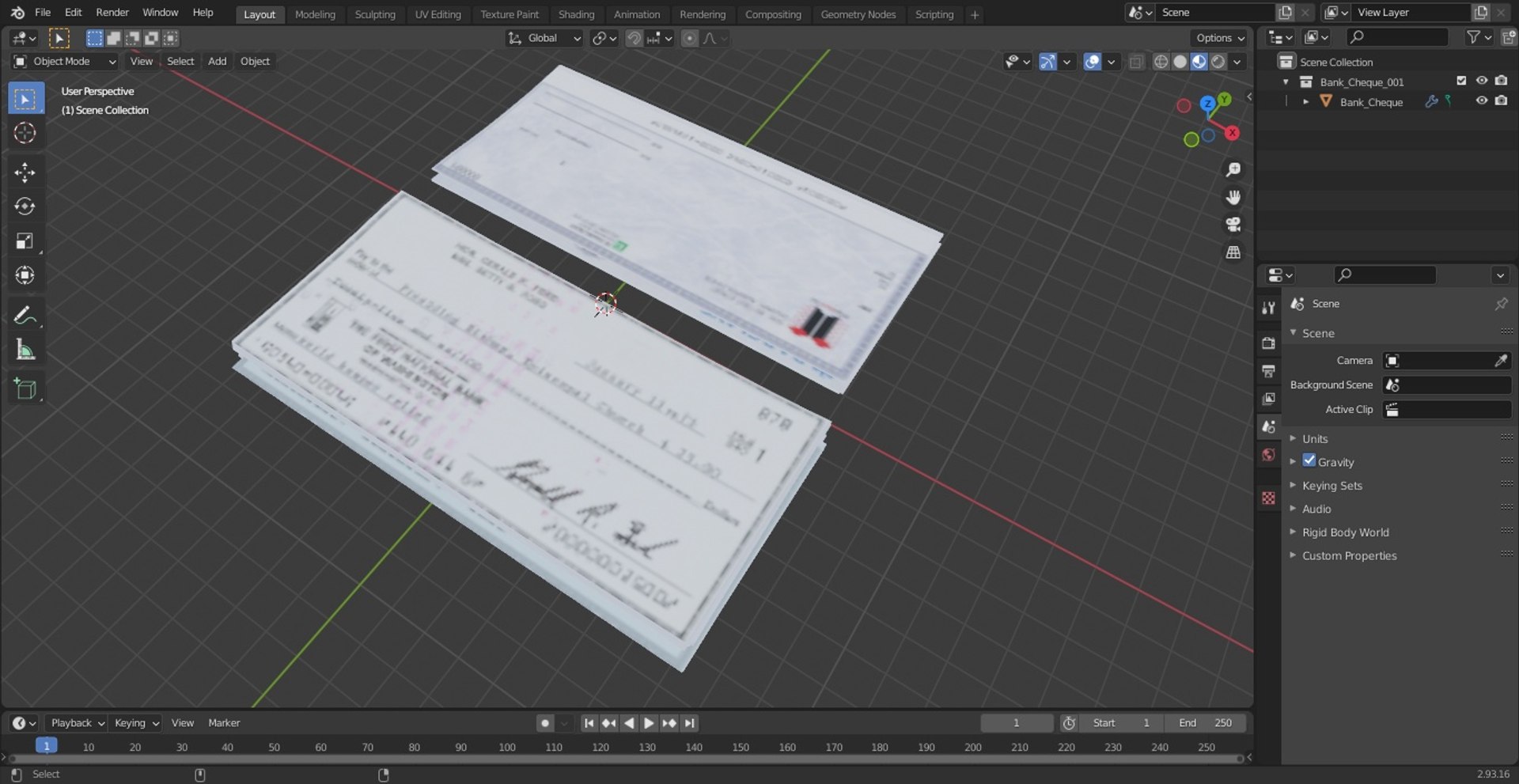 3D Bank Cheque model - TurboSquid 2061798