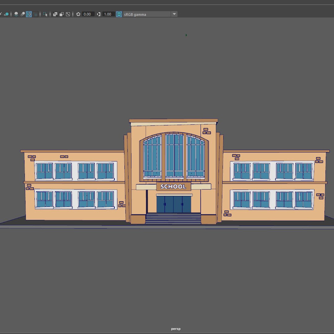 School Building Cartoon 3D Model - TurboSquid 1549792