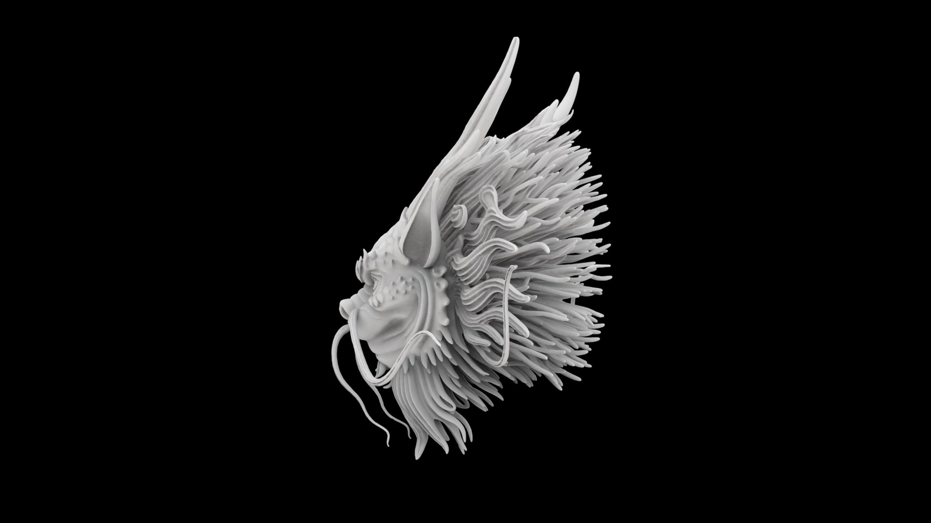 3D Model Eastern Dragon Head 3D Print Model Serpentine Mythical ...
