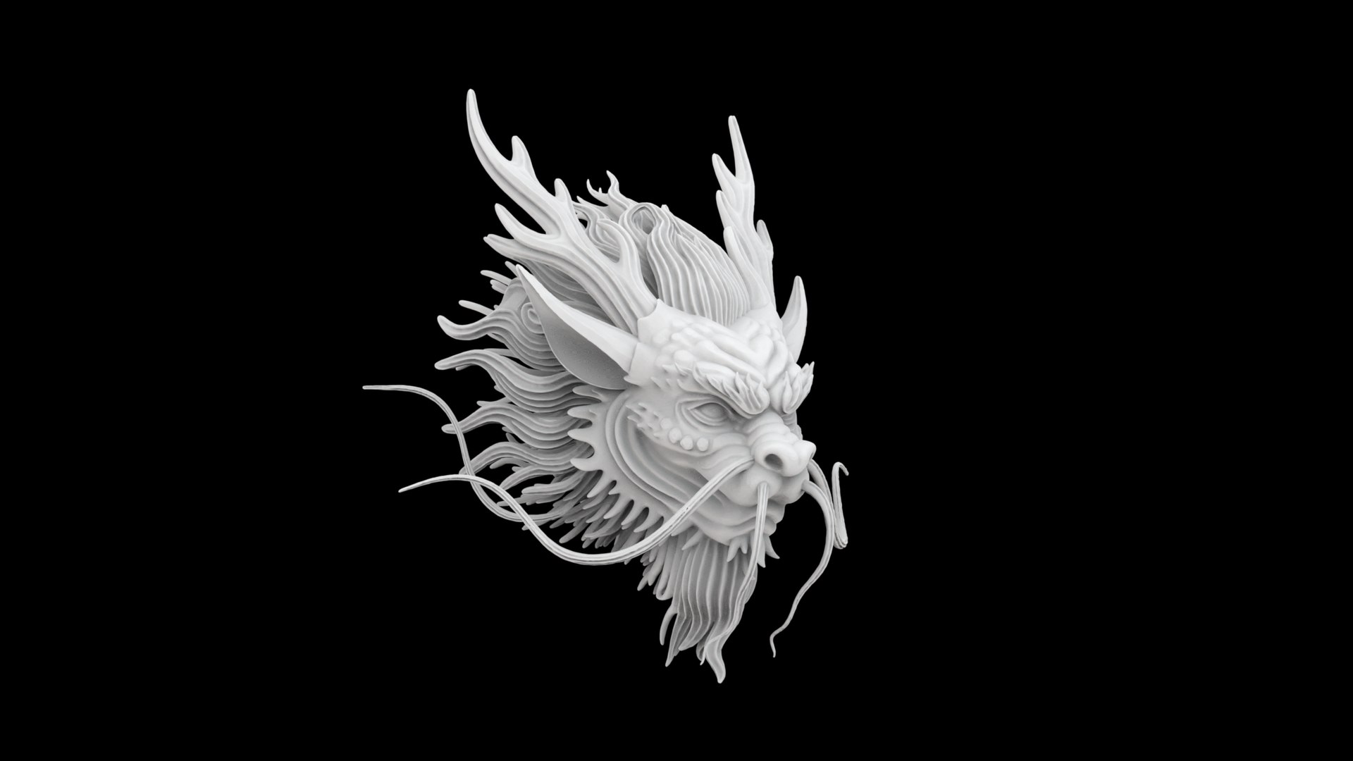 3D Model Eastern Dragon Head 3D Print Model Serpentine Mythical ...