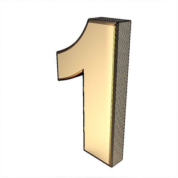 Number 1 digit one gold 3D - TurboSquid 1909104