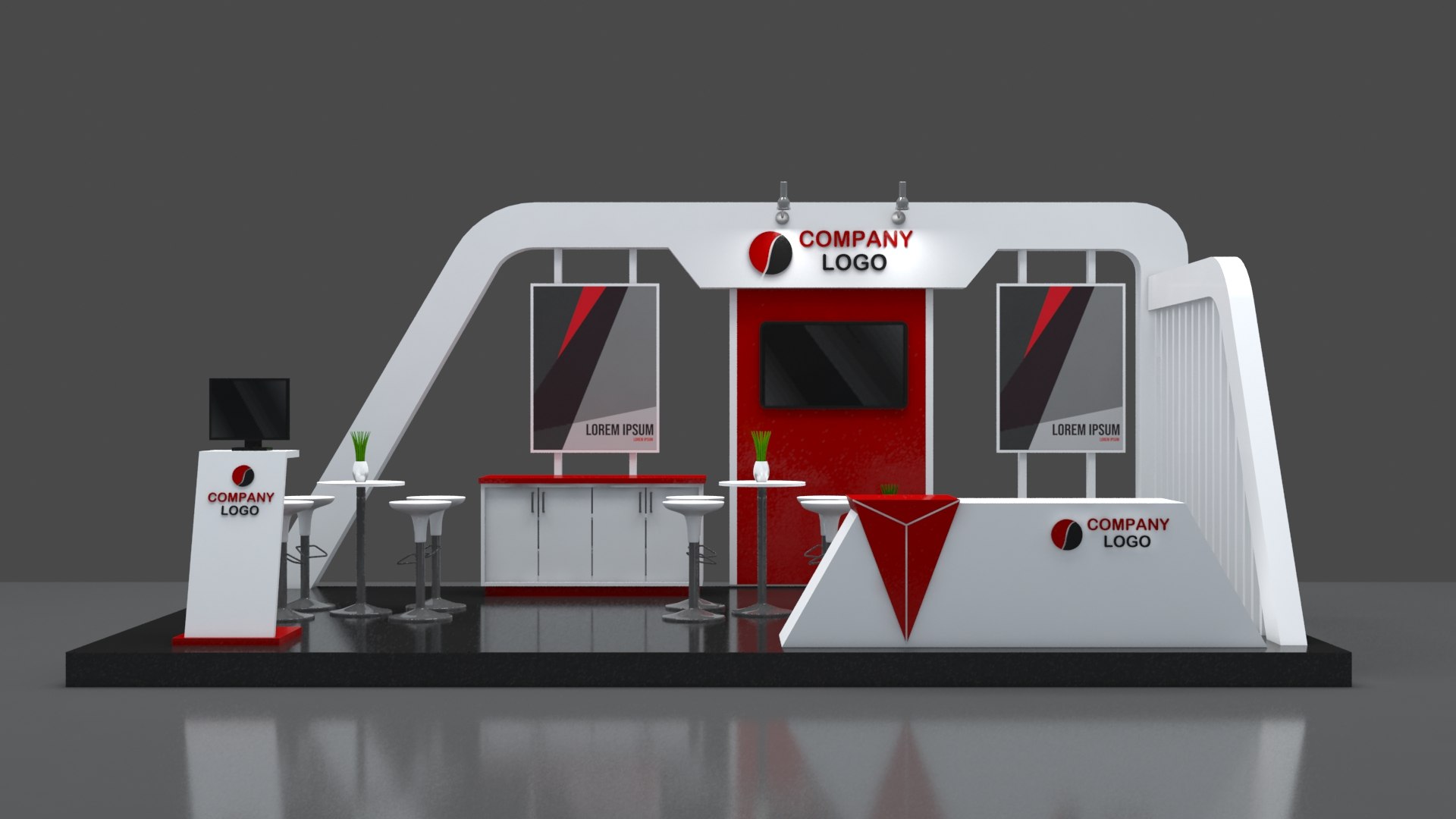 4 booth exhibition minimalis model - TurboSquid 1772597