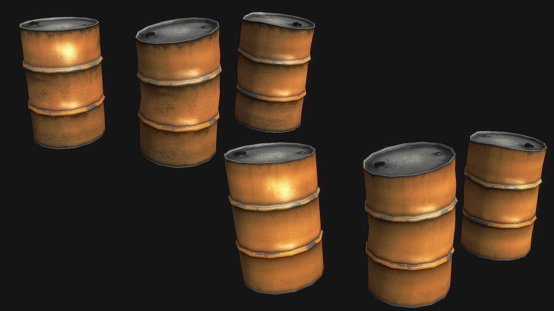 3d Metal Barrels Model