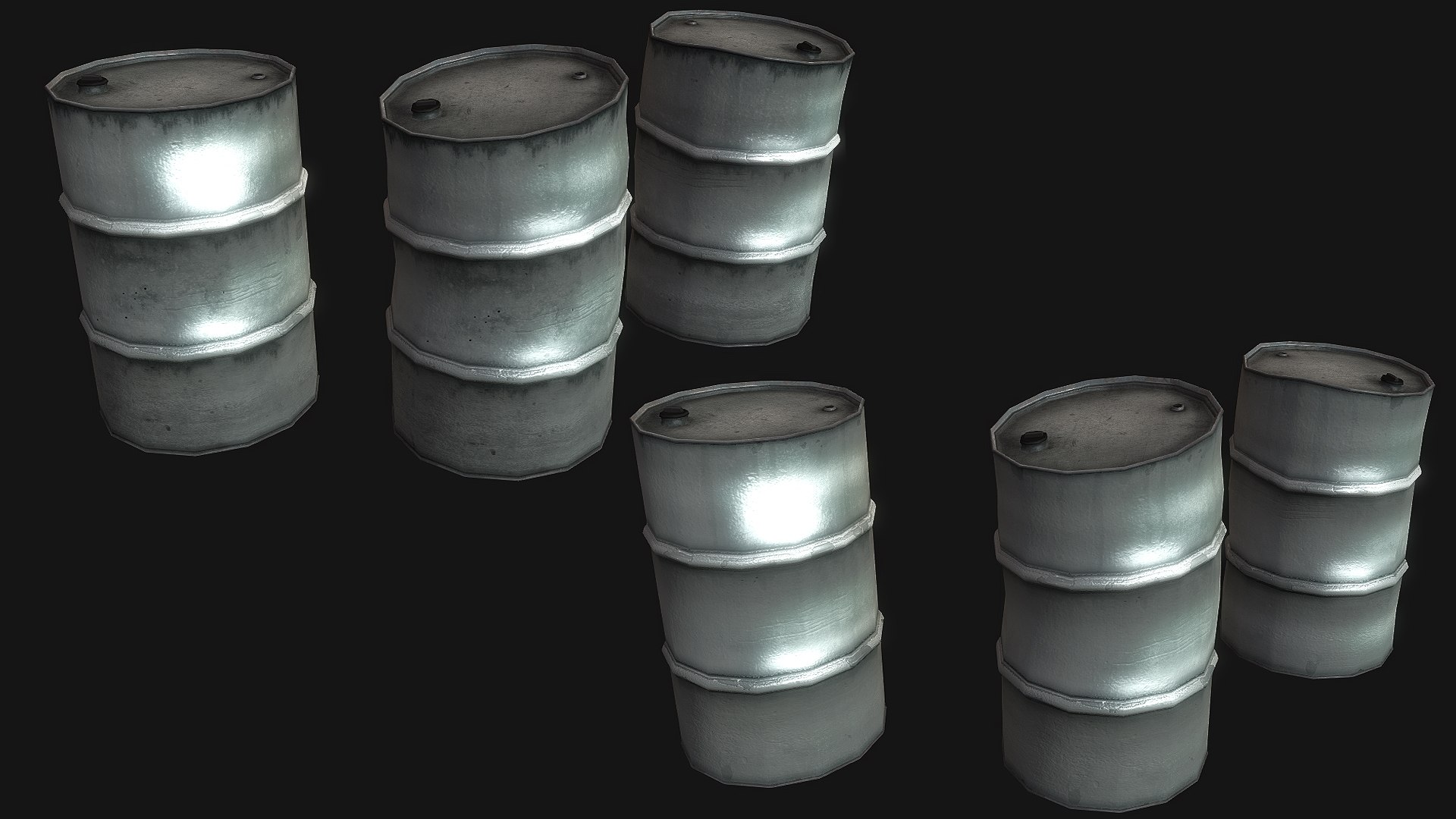 3d Metal Barrels Model