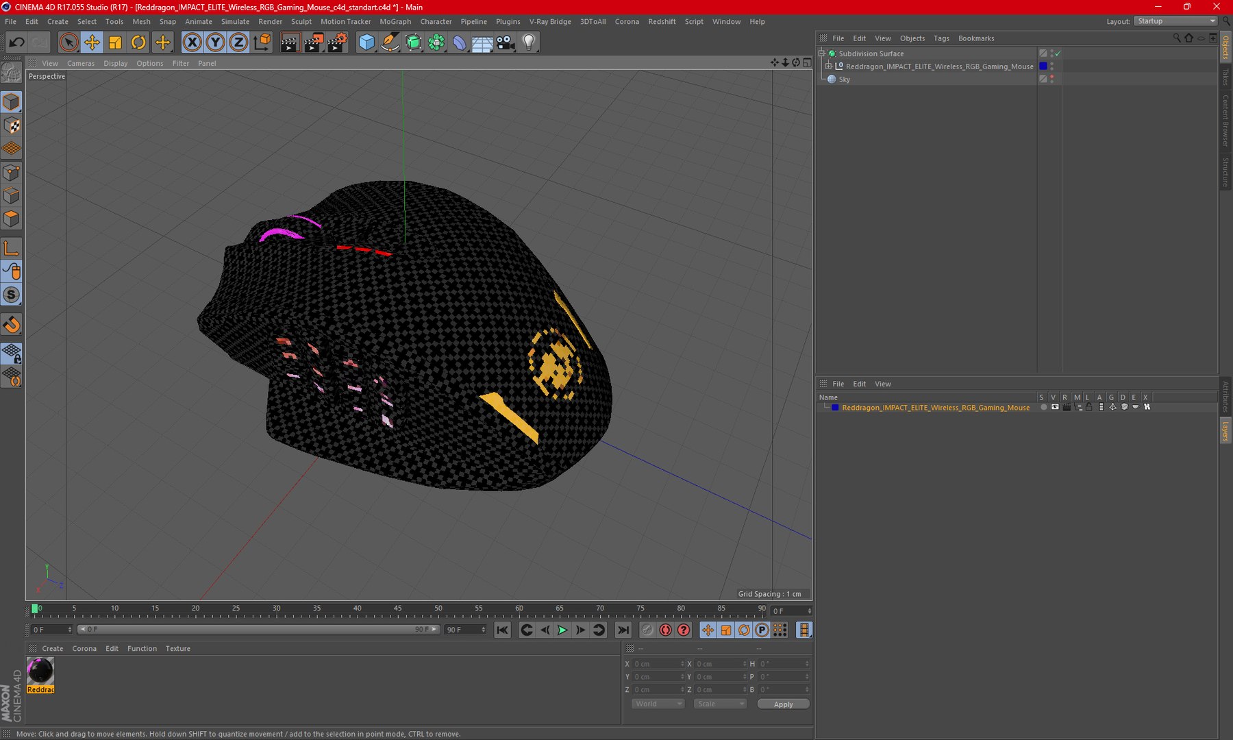 Reddragon IMPACT ELITE Wireless RGB Gaming Mouse 3D model - TurboSquid ...