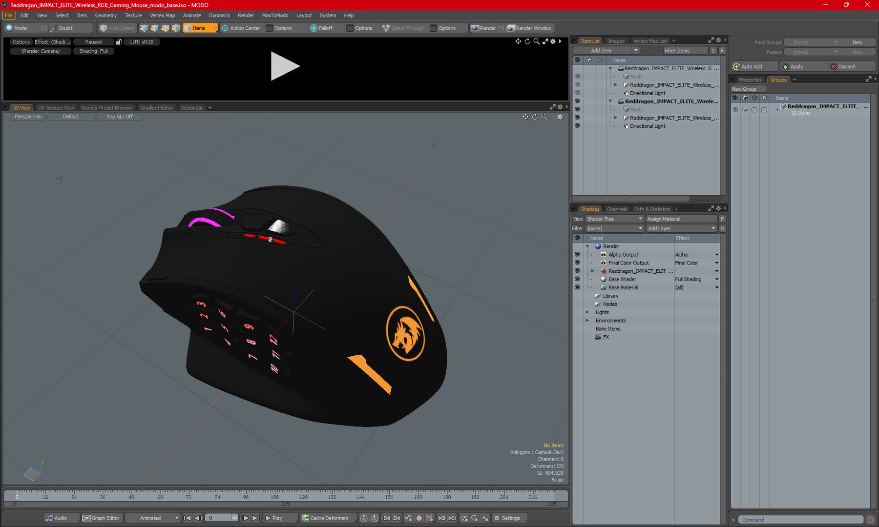 Reddragon IMPACT ELITE Wireless RGB Gaming Mouse 3D model - TurboSquid ...
