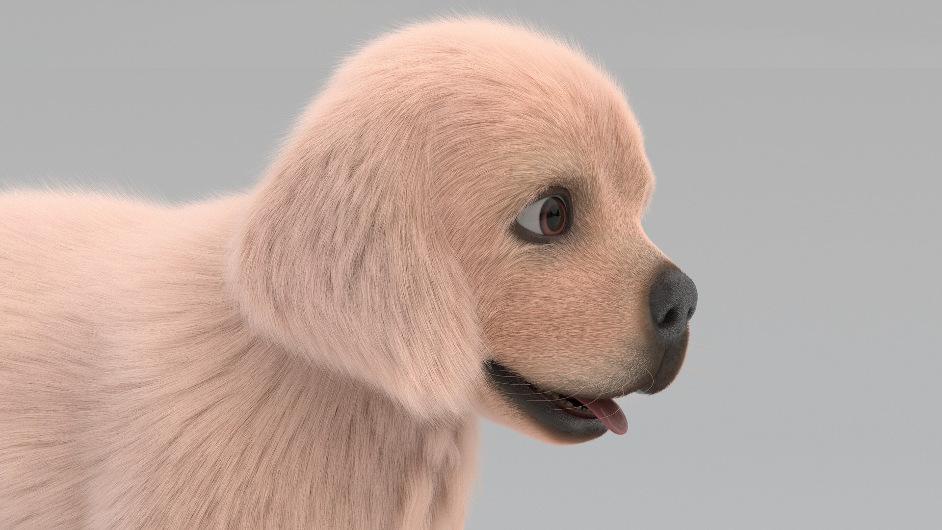 3D Model Dog Puppy Golden Retriever FUR ANIMATED - TurboSquid 1959346