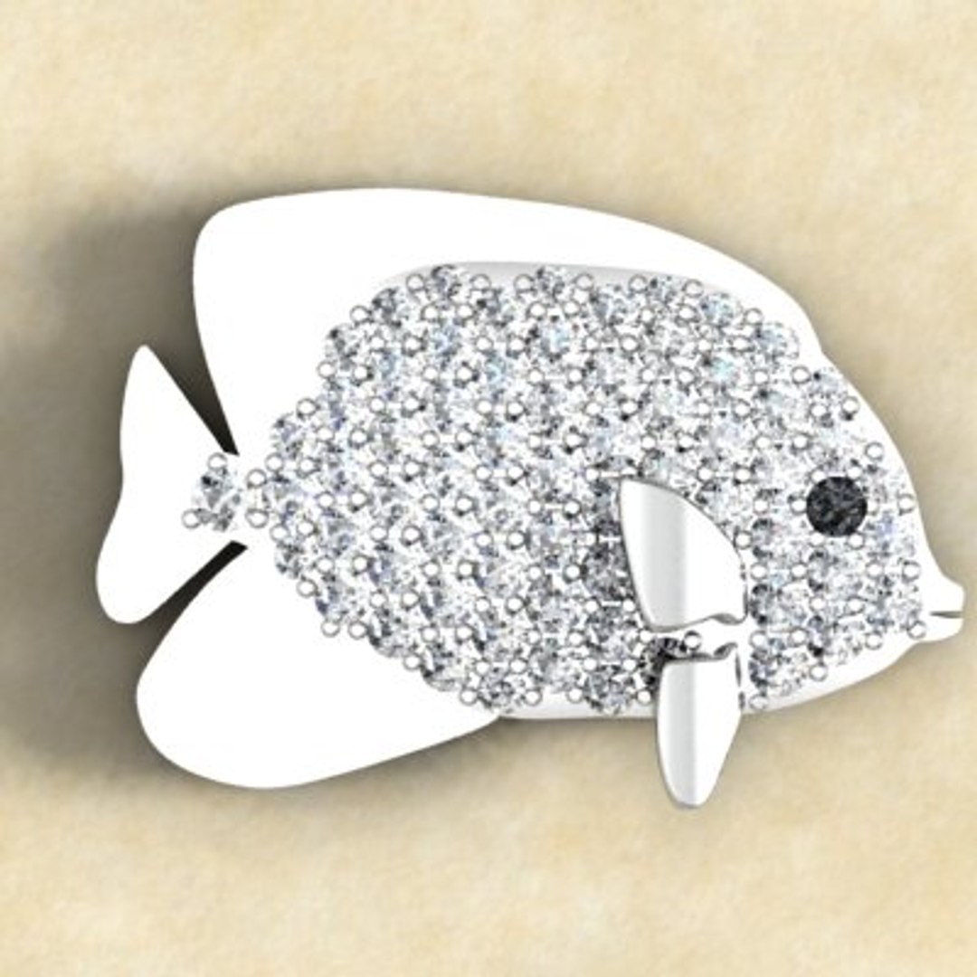 Rhino Paved Fish Jewelry Pendant