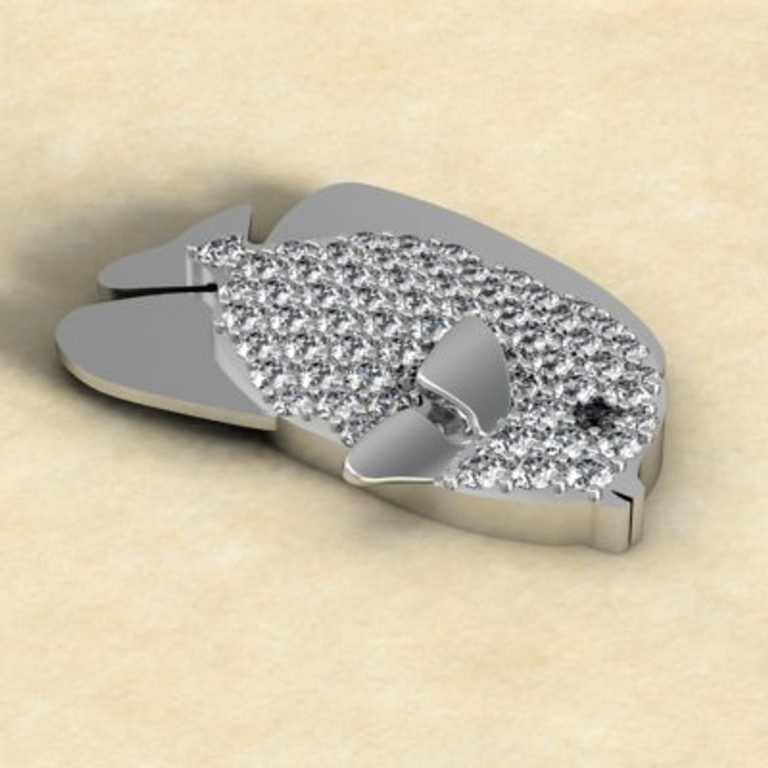 Rhino Paved Fish Jewelry Pendant