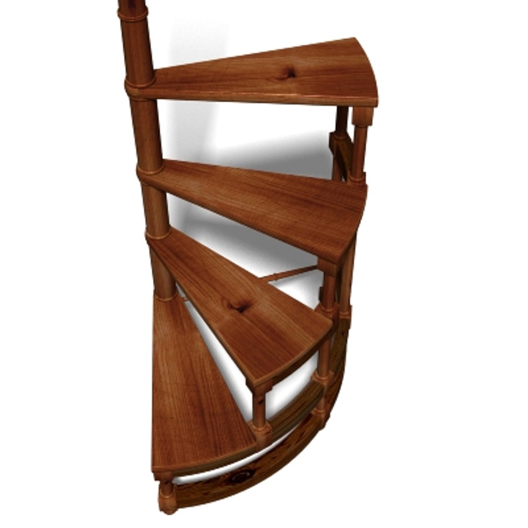Spiral Wooden Library Steps 3d Model