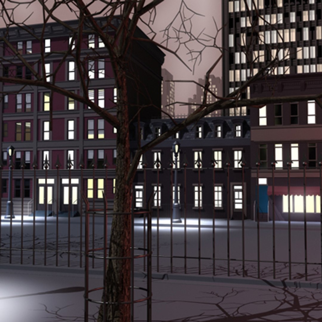 City Scene Night Lighting 3d Max
