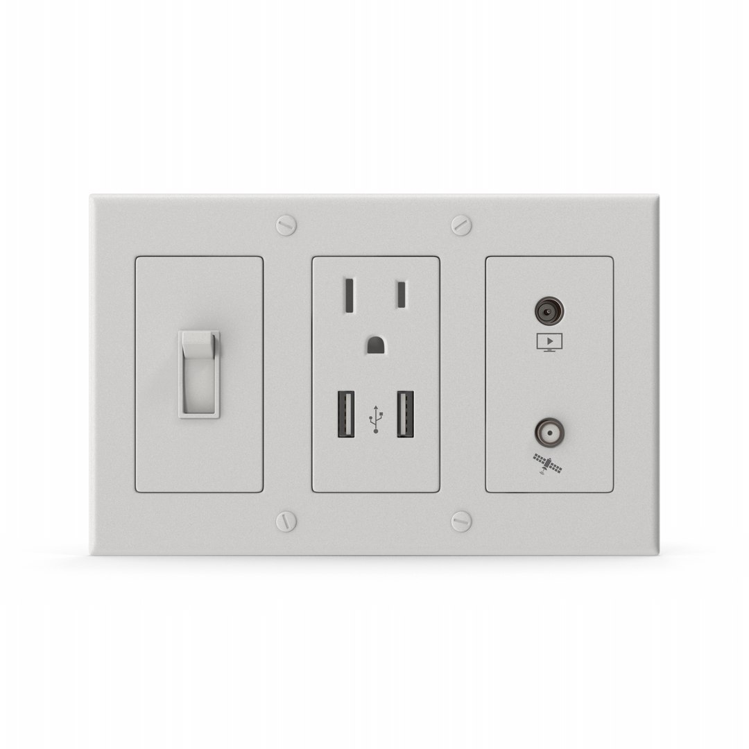 USB TV SAT Socket Outlet And Light Switch Model - TurboSquid 2163892
