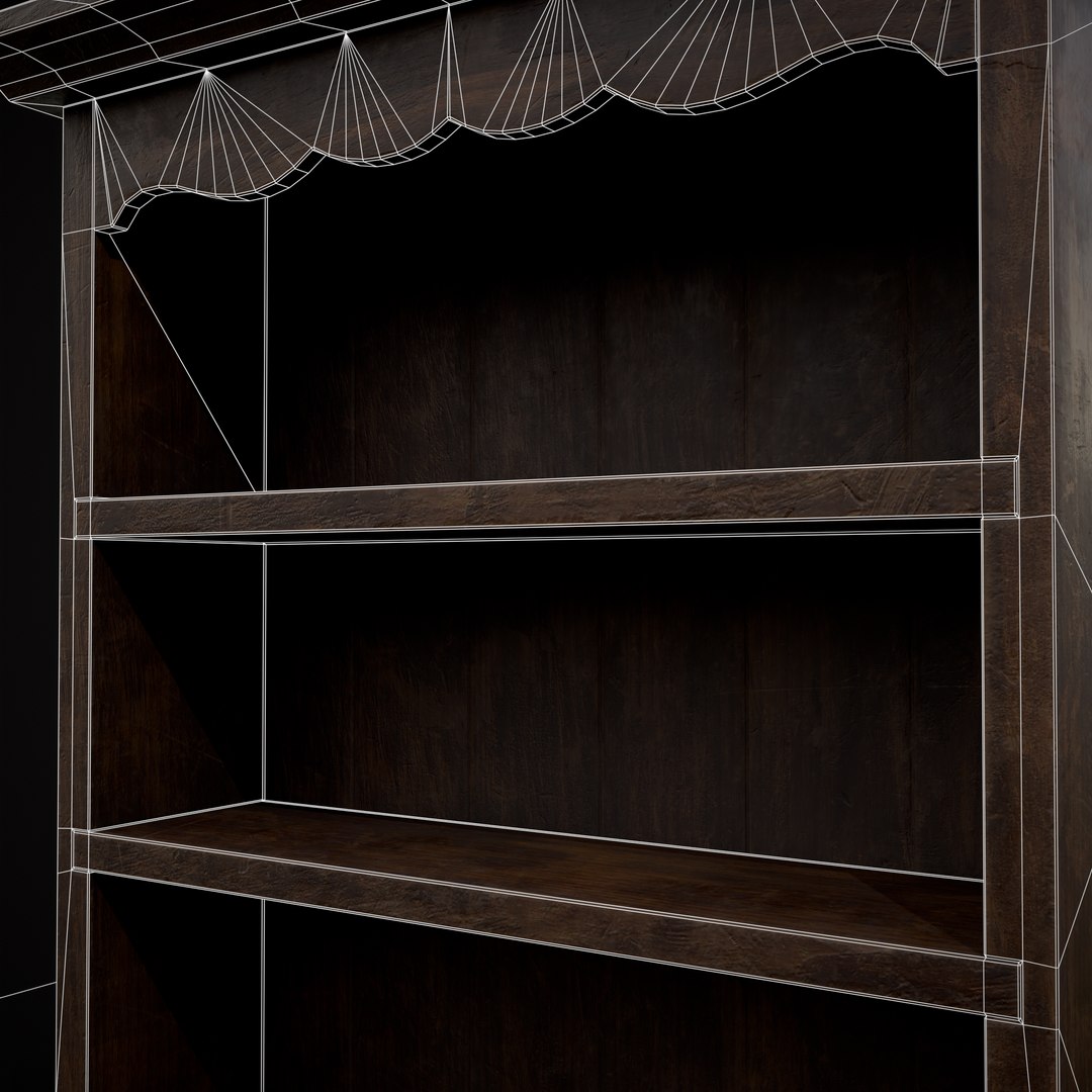 3D Wooden Three Drawer Standard Bookcase Shelf - TurboSquid 1973748