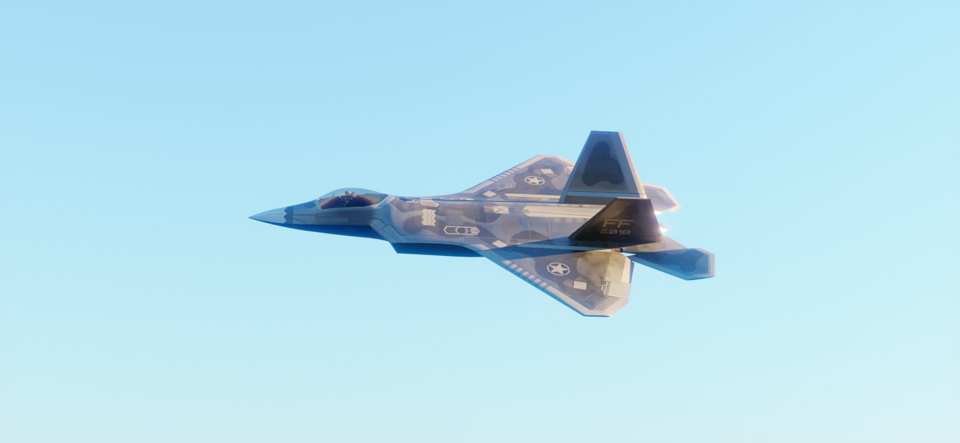 American Fighter Jet F-22 Raptor PBR Low-Poly Game Ready 3D Model ...