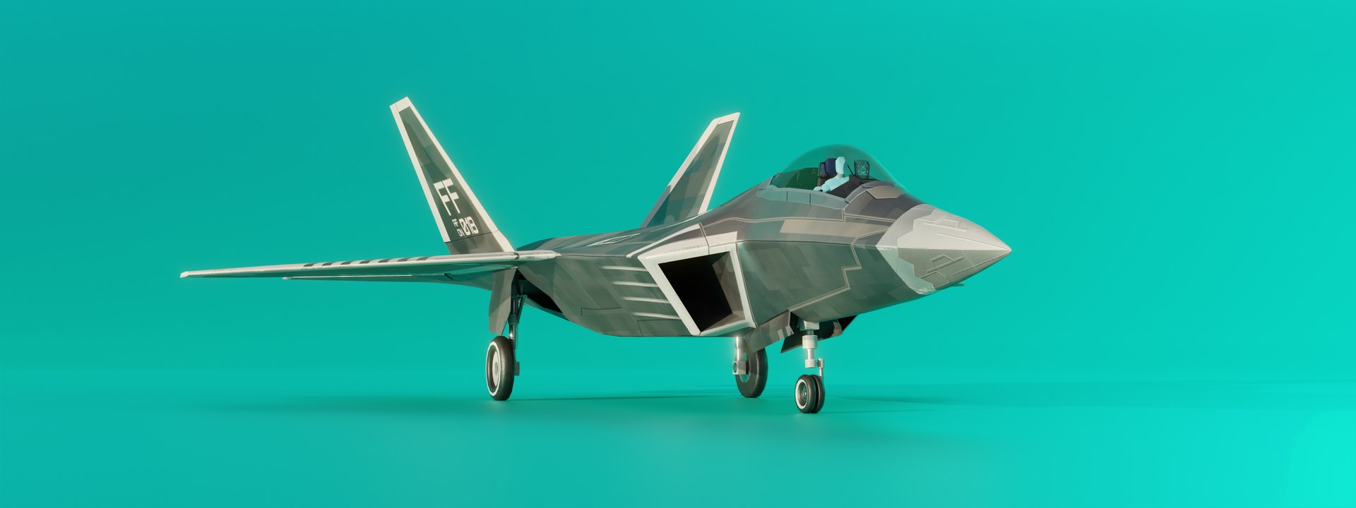 American Fighter Jet F-22 Raptor PBR Low-Poly Game Ready 3D Model ...